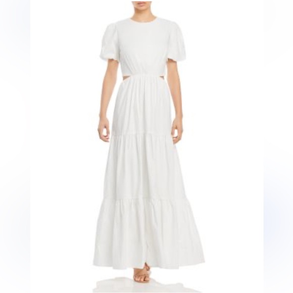 Wayf | Dresses | Wayf Plaza Cutout Puff Sleeve Maxi Dress White Small ...